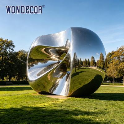 China Large Mirror Polished Stainless Steel Abstract Elliptical Sculpture Outdoor Park Modern Art Landscape Landmark Decorative Statue for sale