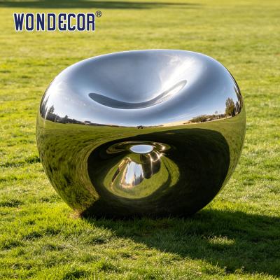 China Large Mirror Polished Stainless Steel Concave Water Drop Sculpture Outdoor Park Modern Abstract Landscape Landmark Decorative Statue for sale