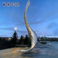 China Large outdoor stainless steel lighting sculpture with curved shape for sale