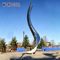 China Large outdoor stainless steel lighting sculpture with curved shape for sale