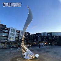 China Large outdoor stainless steel lighting sculpture with curved shape for sale