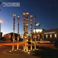China Large outdoor park square stainless steel lighting sculpture for sale