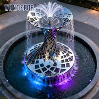 China Large outdoor park square stainless steel fountain sculpture for sale