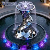 China Large outdoor park square stainless steel fountain sculpture for sale