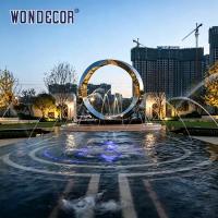 China Large outdoor park square pool spray stainless steel sculpture for sale