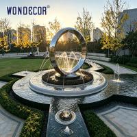 China Large outdoor park square pool spray stainless steel sculpture for sale