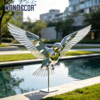 China Large Mirror Stainless Steel Geometric Flying Bird Sculpture for Outdoor Garden Plaza Waterscape for sale