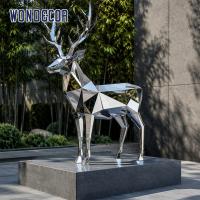 China Custom Size Mirror Stainless Steel Geometric Deer Sculpture for Hotel Courtyard Landscape for sale