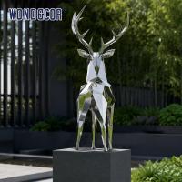 China Custom Size Mirror Stainless Steel Geometric Deer Sculpture for Hotel Courtyard Landscape for sale