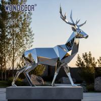 China Custom Size Mirror Stainless Steel Geometric Deer Sculpture for Hotel Courtyard Landscape for sale
