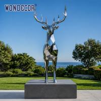China Custom Size Mirror Stainless Steel Geometric Deer Sculpture for Hotel Courtyard Landscape for sale