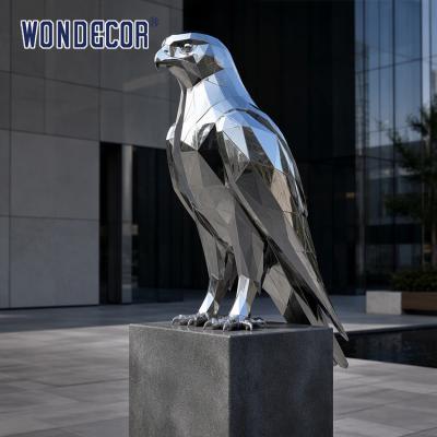 China Large Mirror Stainless Steel Geometric Faceted Eagle Sculpture for Office Building & Commercial Plaza Landscape for sale