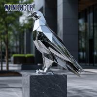 China Large Mirror Stainless Steel Geometric Faceted Eagle Sculpture for Office Building & Commercial Plaza Landscape for sale