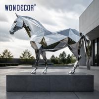 China Large Mirror Stainless Steel Geometric Faceted Horse Sculpture for Corporate Plaza & Office Building Landscape for sale