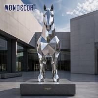 China Large Mirror Stainless Steel Geometric Faceted Horse Sculpture for Corporate Plaza & Office Building Landscape for sale