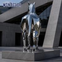 China Large Mirror Stainless Steel Geometric Faceted Horse Sculpture for Corporate Plaza & Office Building Landscape for sale