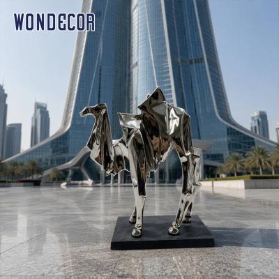 China Large Mirror Stainless Steel Origami Camel Sculpture for City Plaza Commercial Landscaping for sale