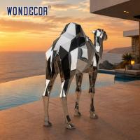 China Custom Size Mirror Stainless Steel Geometric Dromedary Camel Sculpture for Resort Commercial Plaza Outdoor Art for sale