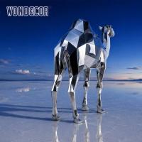 China Custom Size Mirror Stainless Steel Geometric Dromedary Camel Sculpture for Resort Commercial Plaza Outdoor Art for sale