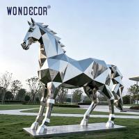 China Large Mirror Stainless Steel Geometric Faceted Horse Sculpture for City Park & Industrial Park Landscape for sale