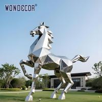 China Large Mirror Stainless Steel Geometric Faceted Horse Sculpture for City Park & Industrial Park Landscape for sale