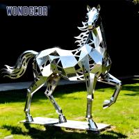 China Large Mirror Stainless Steel Geometric Faceted Horse Sculpture for City Park & Industrial Park Landscape for sale