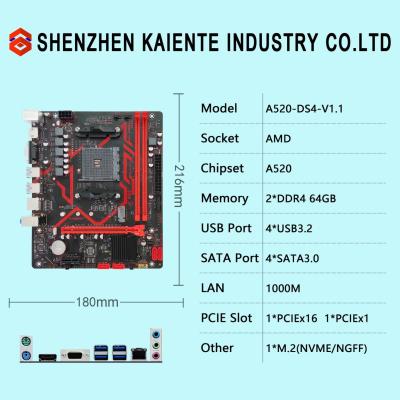 China A520 A520M M.2 Motherboard For Desktop Computer AM4 Socket  PC Mainboard for sale