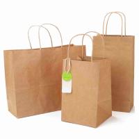 China SGS Offset Printing Brown Kraft Paper Shopping Bags For Retail Store for sale