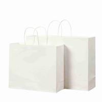 China Plain White Takeaway Kraft Paper Shopping Bags With Handles for sale