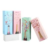 China CMYK Glossy Kraft Paper Wine Bags Gift Wrapping Wine Bottle Bags Bulk for sale