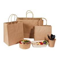 China FSC Custom Promotional Plain Kraft Brown Paper Carrier Bags For Food Delivery for sale