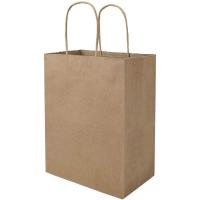 China 100gsm Square Bottom Greaseproof Brown Kraft Paper Grocery Bags Bulk For Food Delivery for sale