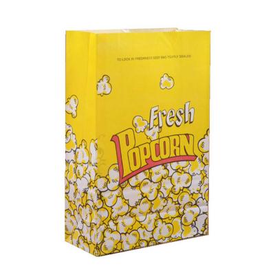 China Biodegradable Flat Bottom Popcorn Kraft Paper Food Bags 2 LB 3 LB for sale