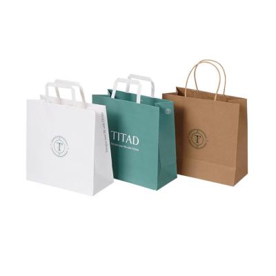 China Compostable Brown Flat Bottom Kraft Paper Shopping Bags Packaging Bulk for sale