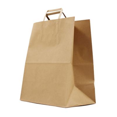 China FSC Recyclable Flat Handle Kraft Paper Shopping Bags For Clothing Packaging for sale