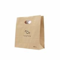 China 150grams Kraft Paper Handles Food Delivery Die Cut Paper Bags Customized for sale