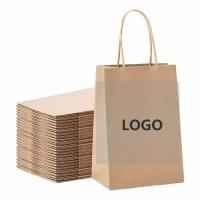 China Custom Logo Khaki Kraft Wedding Gift Bag 8lb Load for sale