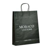 China Eco Friendly Carrier White Black Kraft Paper Shopping Bags With Logo for sale