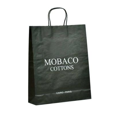 China Eco Friendly Carrier White Black Kraft Paper Shopping Bags With Logo for sale