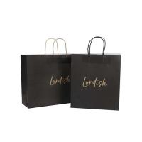 China Black Personalized Shopping Tote Paper Bags Private Logo Printed for sale