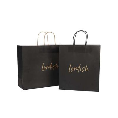 China Black Personalized Shopping Tote Paper Bags Private Logo Printed for sale