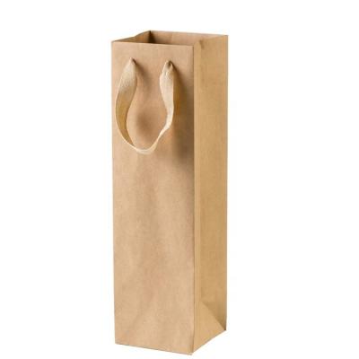 China 400gsm Biodegradable Brown Paper Wine Bags Kraft Bottle Bags 35x9.5x9 for sale