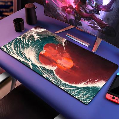 China Custom Wave Mousepad Gaming Mauspad 40X90 Rubber Desk Mat for Improved Precision for sale
