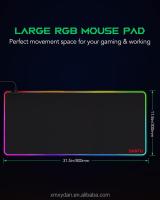 China Gaming Style RGB Luminous Mouse Pad with XXL Size Customizable Design Rubber Base for sale