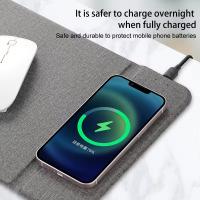 China 220x300x6.5mm PU Leather Charger Mousepad with Wireless QI Fast Charging 15W for sale