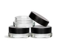 China 7ml Black Cap Glass Concentrate Jar Round Cosmetics Glass Container for sale