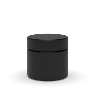 China 2oz Cr Glass Screw Cap Jars Black Lid Opaque Black Glass Child Proof Glass Jar for sale