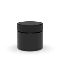 China 2oz Cr Glass Screw Cap Jars Black Lid Opaque Black Glass Child Proof Glass Jar for sale