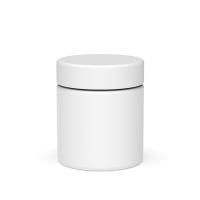 China 3oz Airtight Matte White Glass Jar Smell Proof Glass Container Black Smooth Cr Lids for sale
