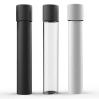 China 115mm Glass Pre Roll Tubes With CR Cap Smooth Black Childproof Glass Tube Packaging for sale